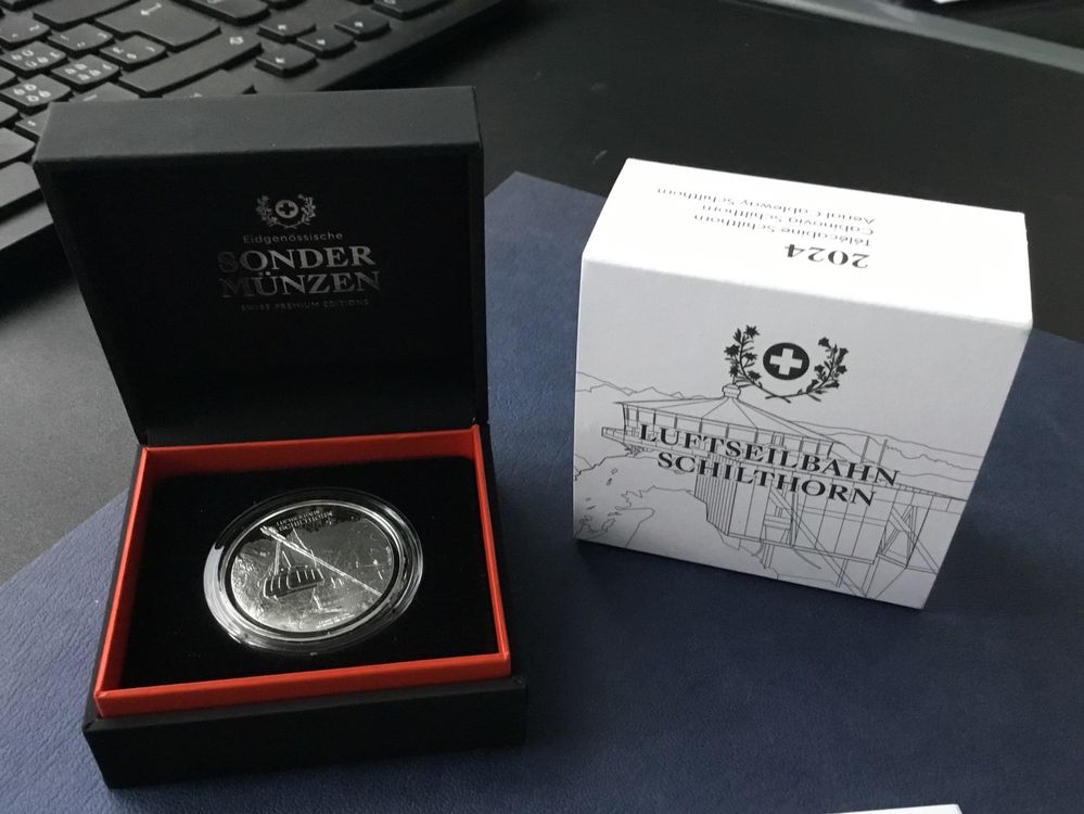 20 Franken Silbermünze Luftseilbahn Schilthorn 2024 PP (Neu und originalverpackt) in St ...