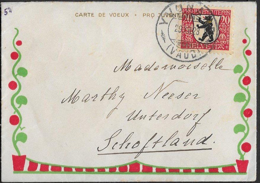 1928 PJ Briefli illust. o YVONAND VD J47 schön top ab 1.- (Gebraucht) in Zürich für CHF 51 – mit ...