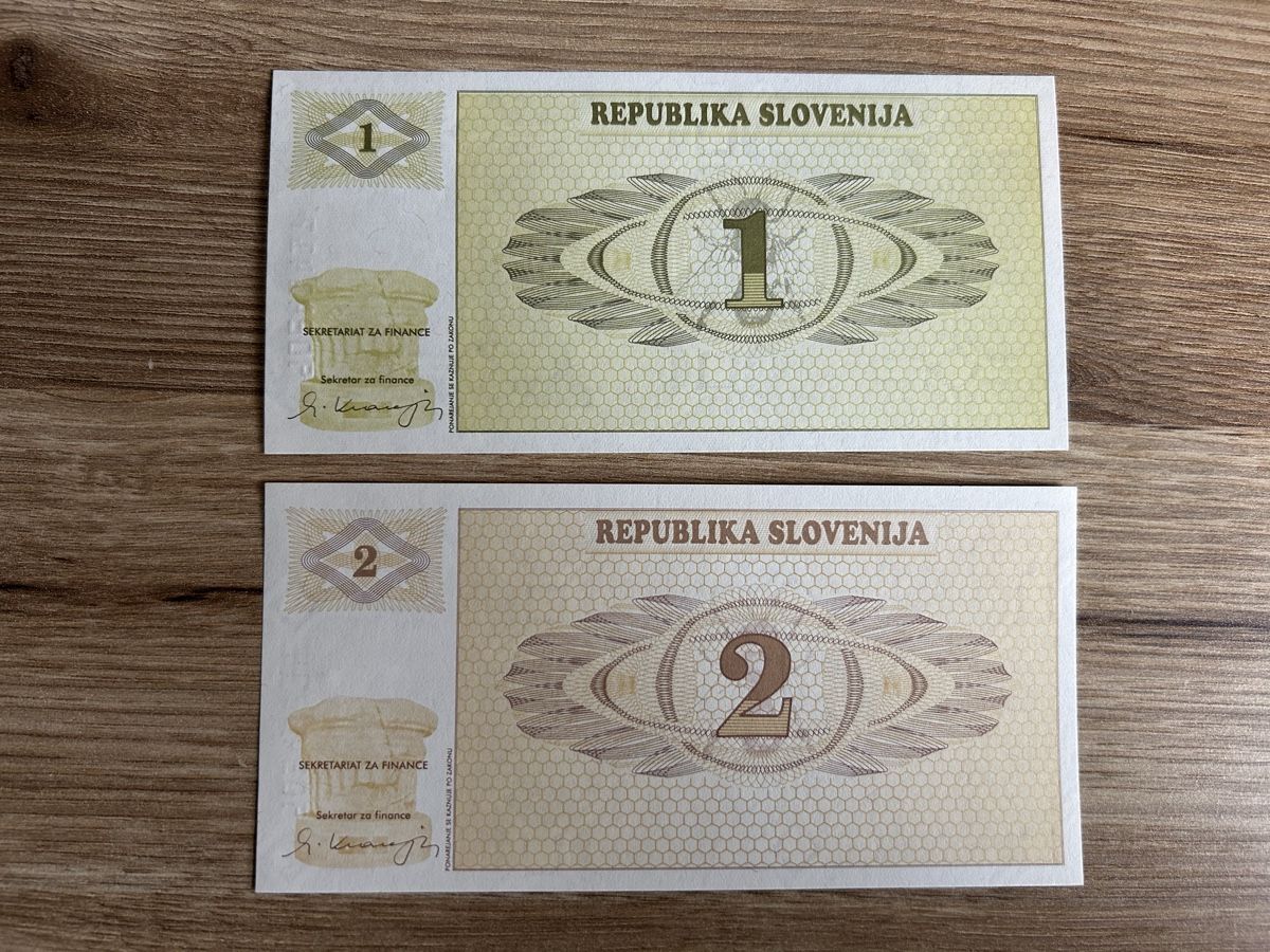 Sloveniën Banknoten 1 + 2 Tolar, Top Zustand, Rarität (Neu (gemäss ...