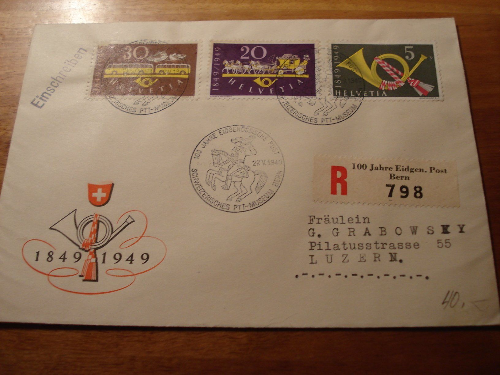 Sonderbrief 1949, 100 Jahre Schweizer Post, gelaufen (Gebraucht) in ...