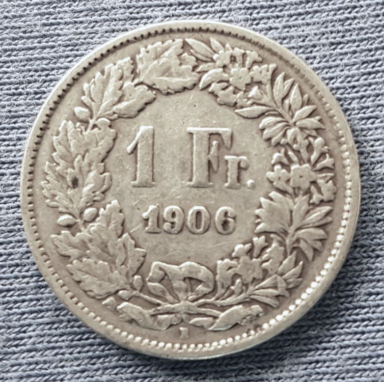 1 Franken 1906 uralte sehr rare Silbermünze ab nur 1 Fr !!! | Kaufen auf Ricardo