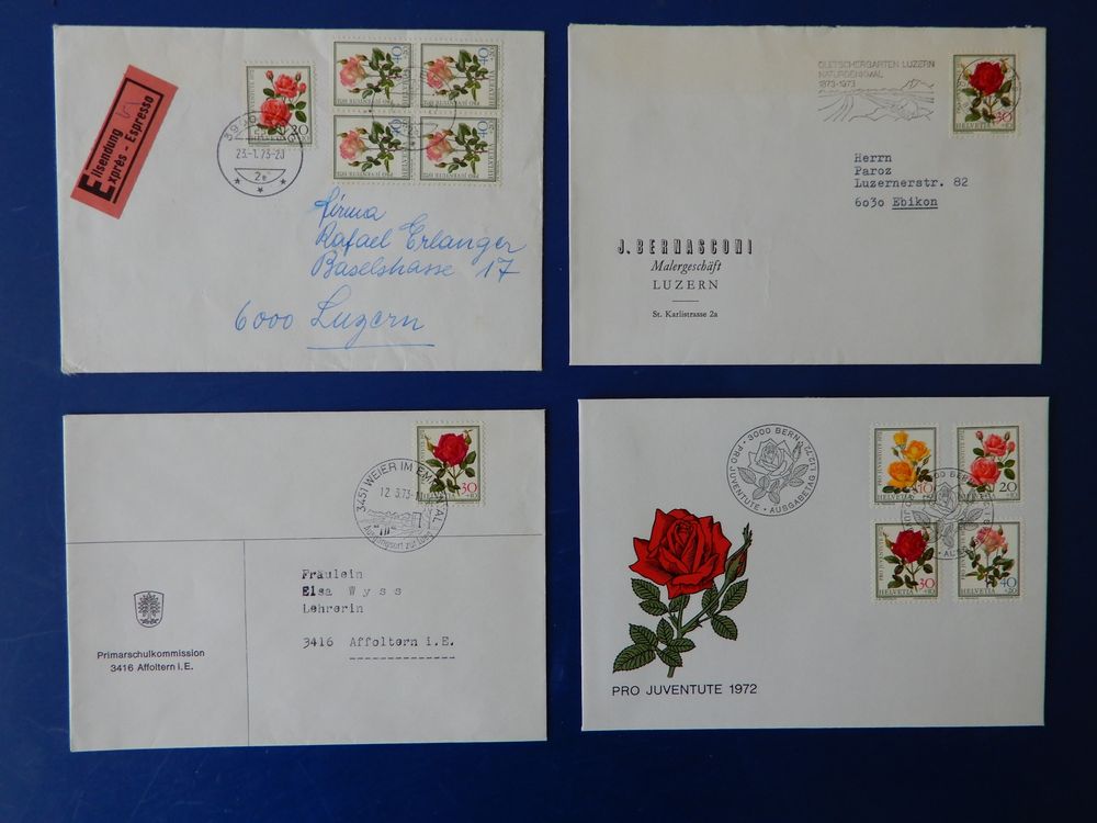1972/73, 4 interessante Rosenbriefe inkl. FDC-Satzbrief 1972 | Kaufen ...