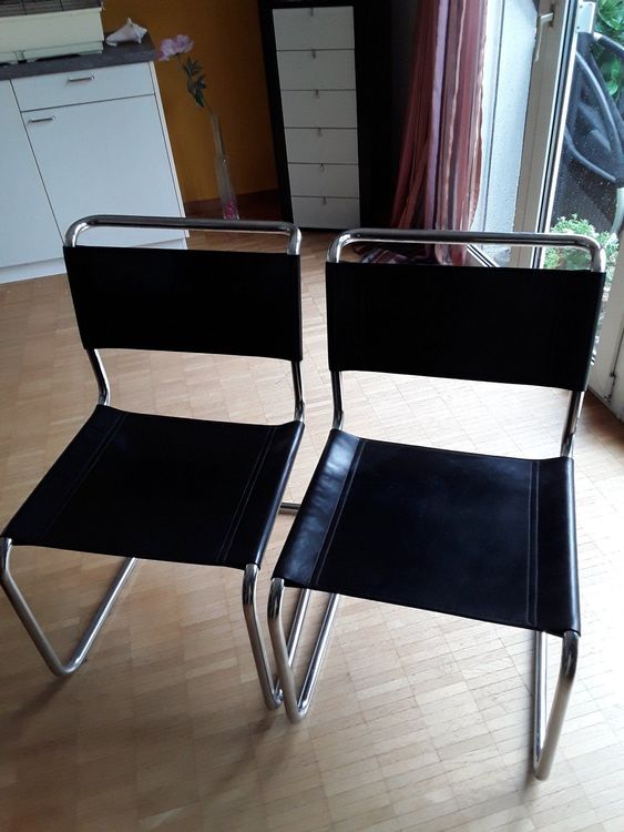 4 Freischwinger Echtleder schwarz (Gebraucht) in Niederhasli für CHF 65 – mit Lieferung auf ...