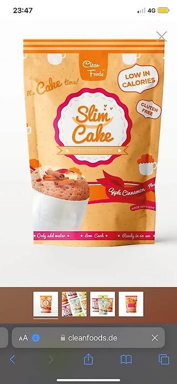 Clean Foods Slim Cake Konjak Low calorie Mugcake Apfel Zimt (Gebraucht ...