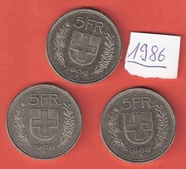1x1986 Fr. 5.-Randschrift vertieft/Abart (Gebraucht) in Zürich für CHF 7.9 – mit Lieferung auf ...