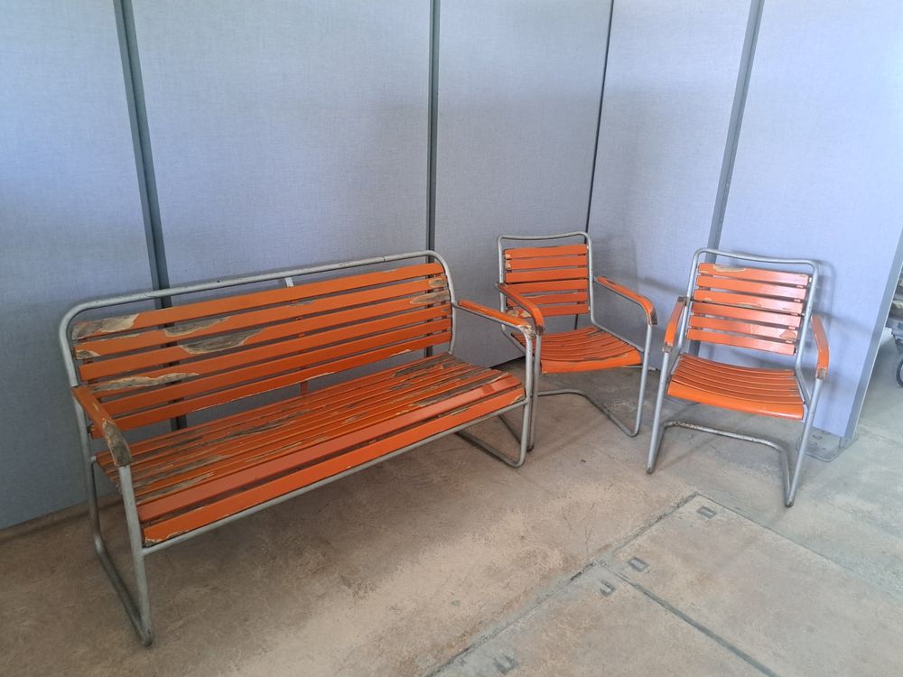 BIGLA Gartenbank+2x Stuhl Freischwinher Gartenmöbel (Gebraucht) in für ...