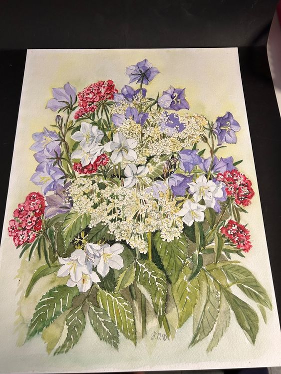 Aquarell Blumen signiert H.O.1990 | Kaufen auf Ricardo