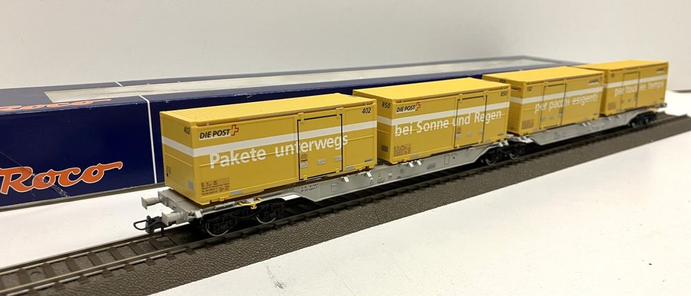 Roco 66564 SBB = Tragwagen SBB mit 4 Container Post (Neu und ...