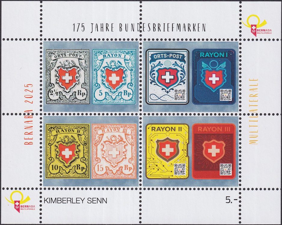 2025, Vignetten-Block BERNABA 150 J.Bundesm. postfrisch **. (Gebraucht ...