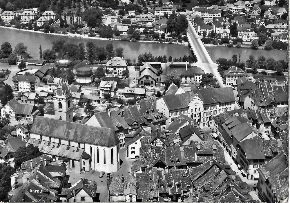 Aarau AG Flugaufnahme Nr.1906 Altstadt , ca.1950 (Gebraucht) in Solothurn für CHF 12 – mit ...