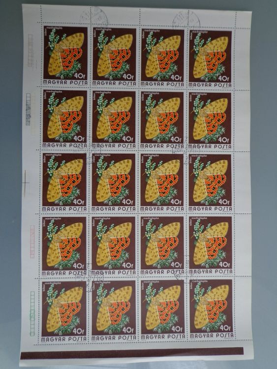 Planche Block 20 timbres 1974 Magyar Tiere Schmetterlinge (Neu (gemäss Beschreibung)) in Le ...