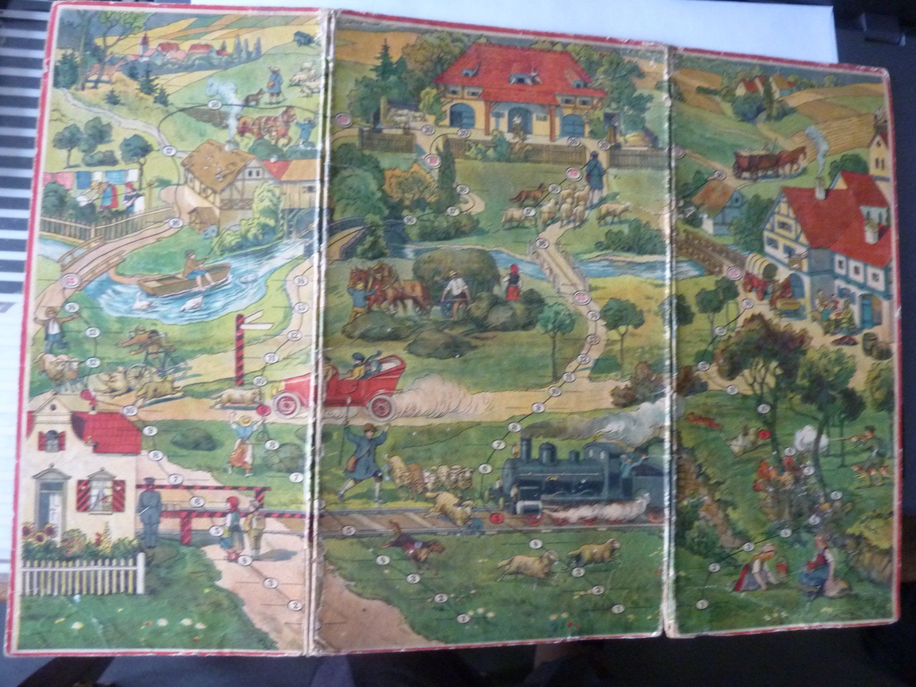 ANTIKER SPIELPLAN KARTON REISEKARTE CA. 20ER JAHRE (Defekt) in Zürich ...