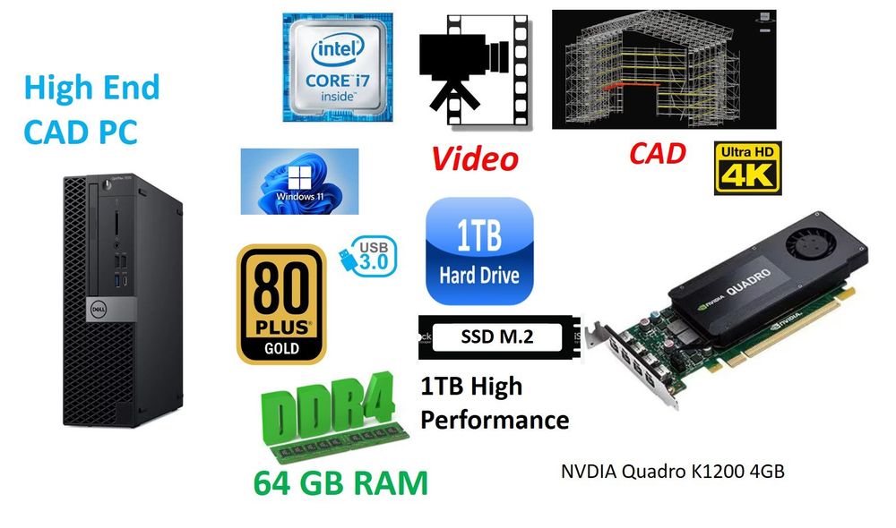 PC Dell 7070 i7-9700 64GB 1TB 1TB NVME K1200 CAD GAMING | Kaufen auf ...