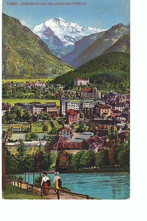 INTERLAKEN Harder-Promenade; Aare, Jungfrau, 1912 | Kaufen auf Ricardo