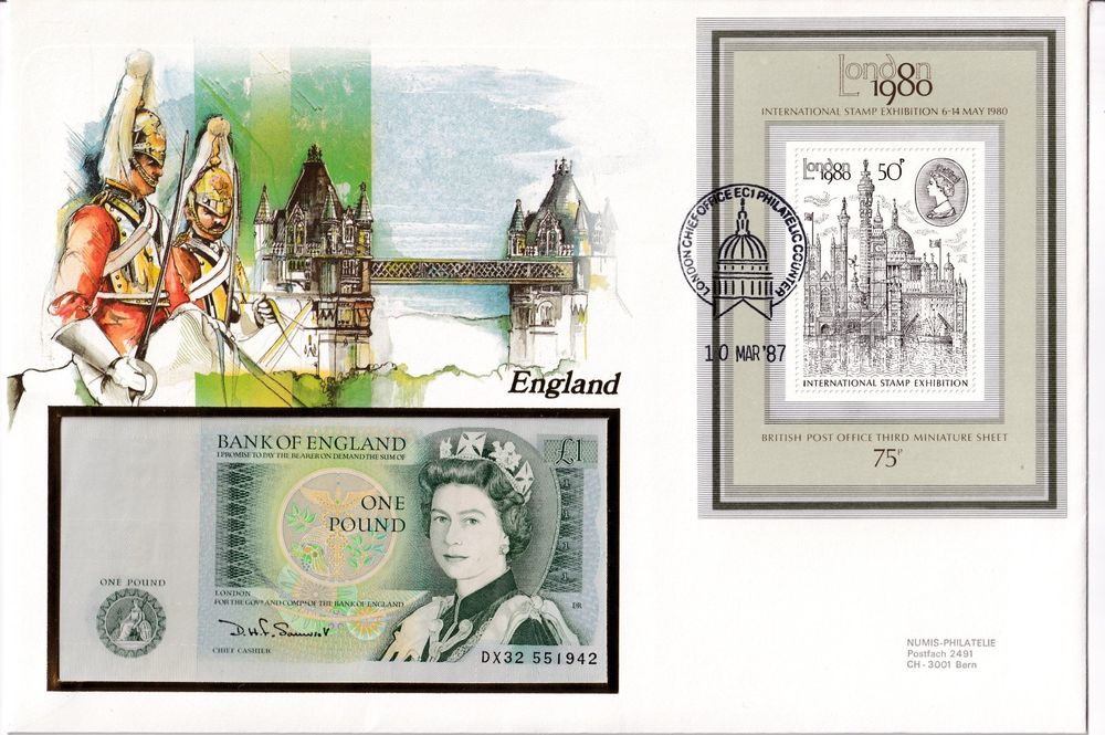 Grossbritanien 1987 grosser , Banknotenbrief (Neu und originalverpackt) in Neuchâtel für CHF 3.9 ...