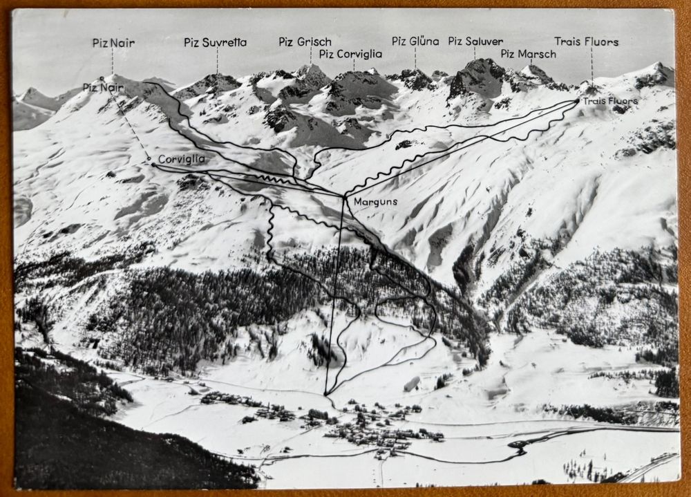 CELERINA - MAP - Pistes de ski vue d'avion 1970 (Gebraucht) in Lutry ...