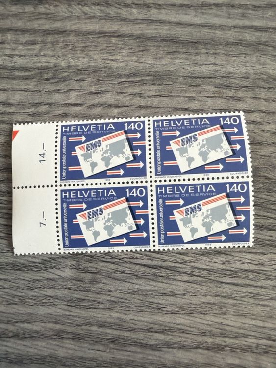 Schweiz Helvetia Briefmarke 140er EMS Viererblock Top! (Neu (gemäss ...