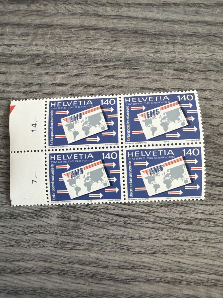 Schweiz Helvetia Briefmarke 140er EMS Viererblock Top! (Neu (gemäss ...