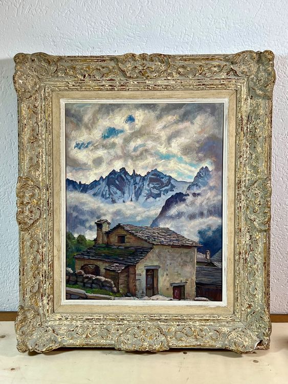 Oscar Nussio Hammer-Gemälde Soglio mit Sciora und Gemelli (Neu (gemäss Beschreibung)) in Vaduz ...