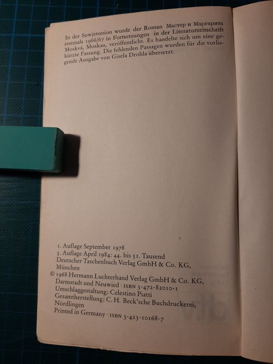 Roman, Michail Bulgakow, Der Meister und Margarita | Kaufen auf Ricardo