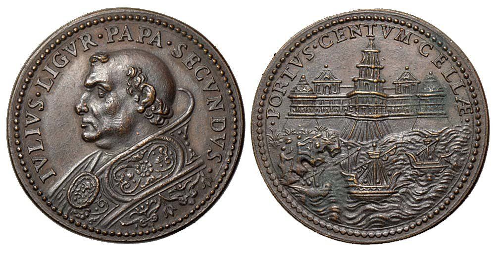 b- Rom, Julius II, Bronzemedaille Rocca Giulia Civitavecchia (Gebraucht ...