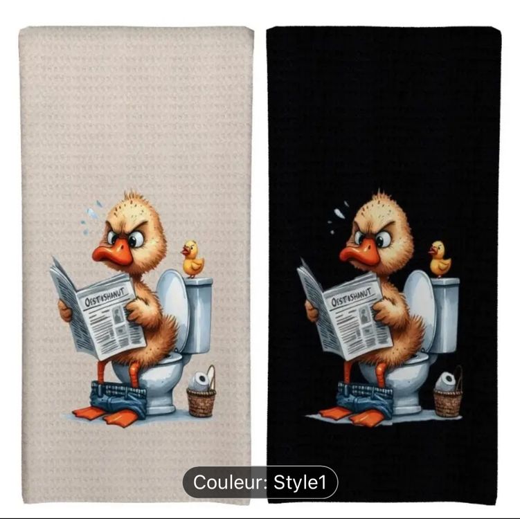 Duo de linges humoristiques ´canard ´ (Neuf avec emballage d'origine) à ...