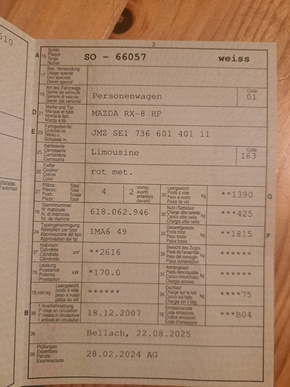 Mazda RX-8 HP, JG 2007, Letzte MFK 28.02.2024 (Gebraucht) in Rüttenen ...