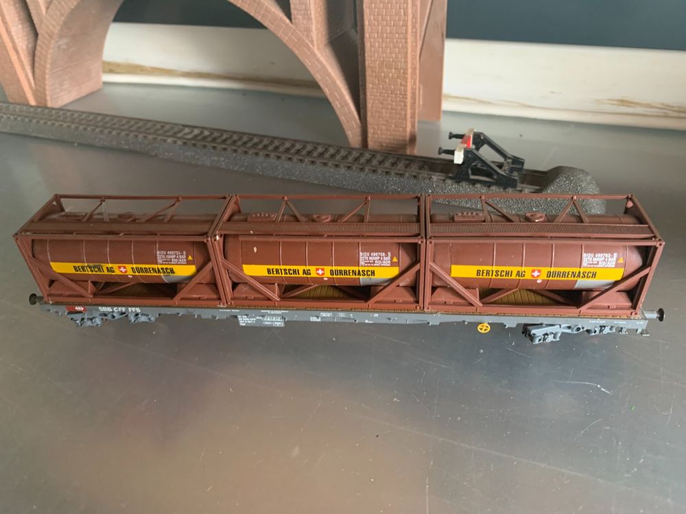HAG Flachwagen Bertschi Tankcontainer H0,WS tip top mit OVP (Neu ...