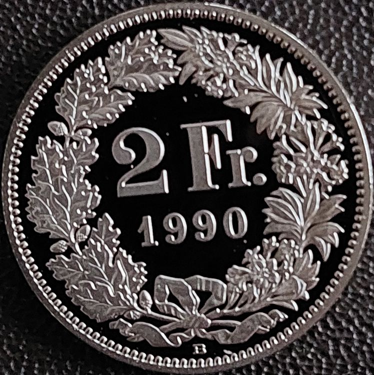 2 Franken 1990 pp / aus Münzsatz / in einer Münzkapsel (Neu (gemäss Beschreibung)) in Arch für ...