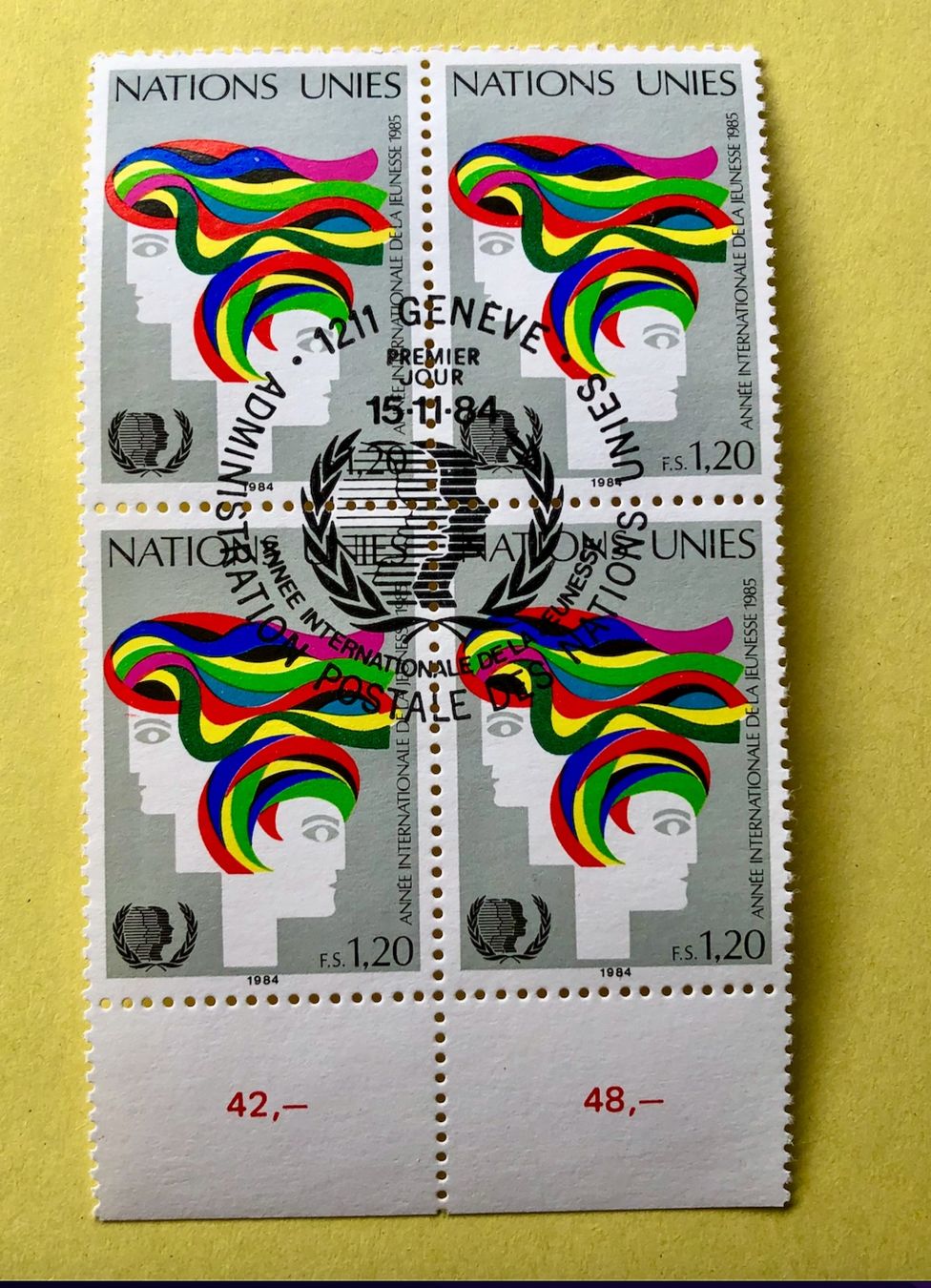 4 er Block Nations Unies gestempelt ﻿Siehe Original Fotos ﻿ (Gebraucht ...