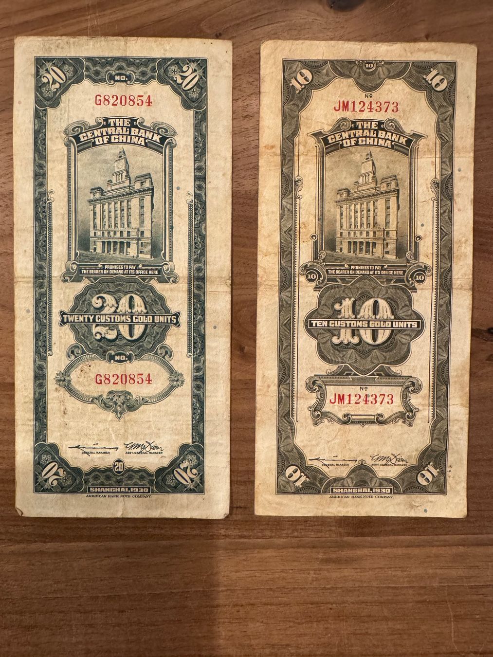 China Banknoten 1930 – 20 & 10 Gold Units (Gebraucht) in Kirchberg SG ...