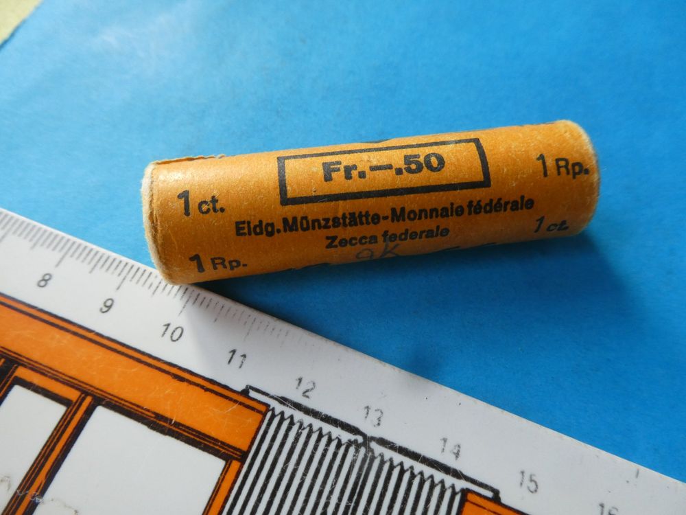 Schweiz 1971, 1 Rappen - Originalrolle der Eidg. Münzstätte (Neu ...