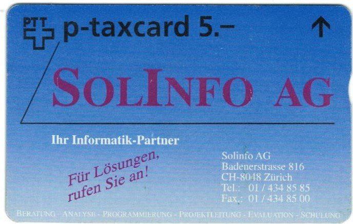 Taxcard KF-198A Solinfo AG 5 Fr 400 Ex ungebraucht (Neu (gemäss Beschreibung)) in Zürich für CHF ...