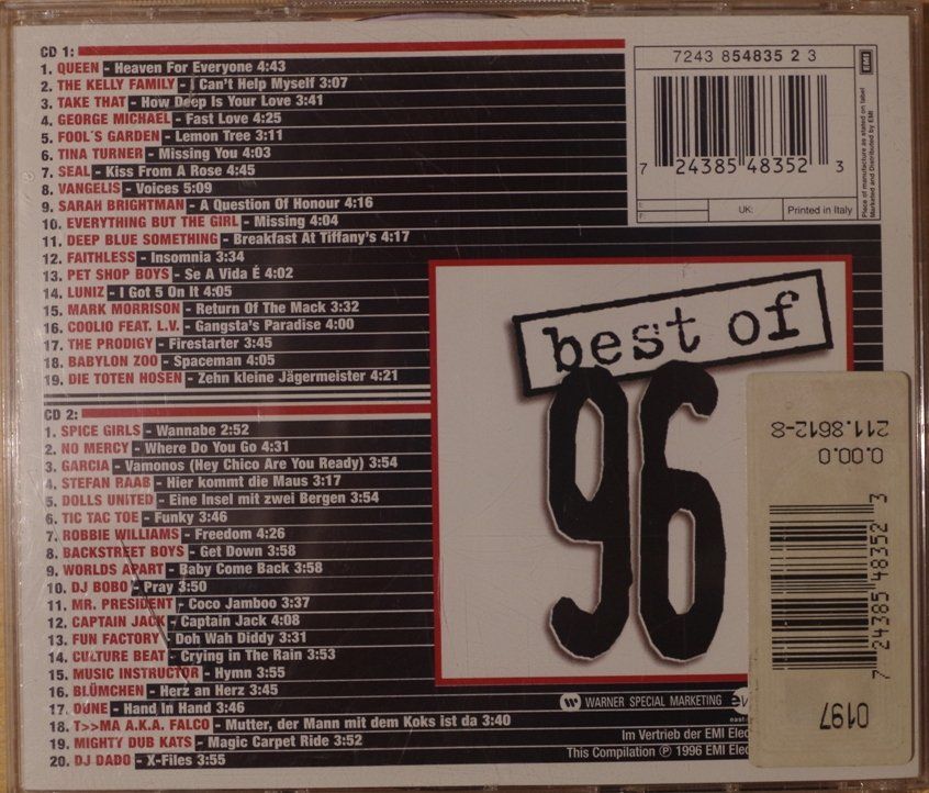 "Bravo Hits" Best Of 96, Doppel CD 1996 Hit Compilation (Gebraucht) in Schönenberg TG für CHF 4. ...