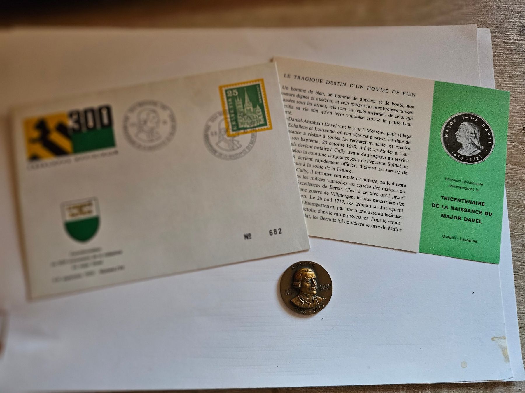 enveloppe philatélique Major Davel Tricentenaire - Pièces (D'occasion ...
