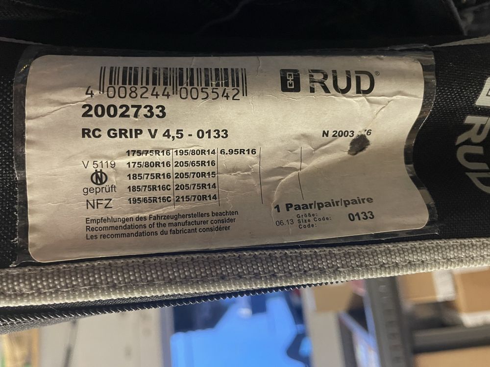 Schneeketten RUD Grip V 4,5-0133 2002733 VW Transporter T6 (Gebraucht) in Riedt b. Erlen für CHF ...