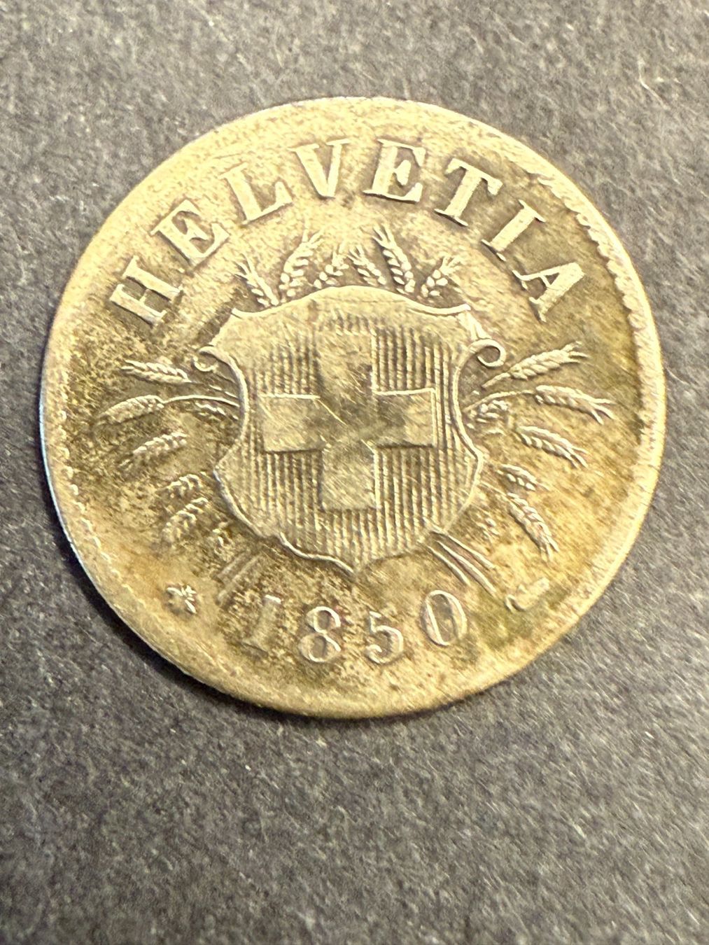 5 Schweizer Rappen 1850 – seltene Kleinmünze Schweiz (Gebraucht) in Caslano für CHF 29.9 – mit ...