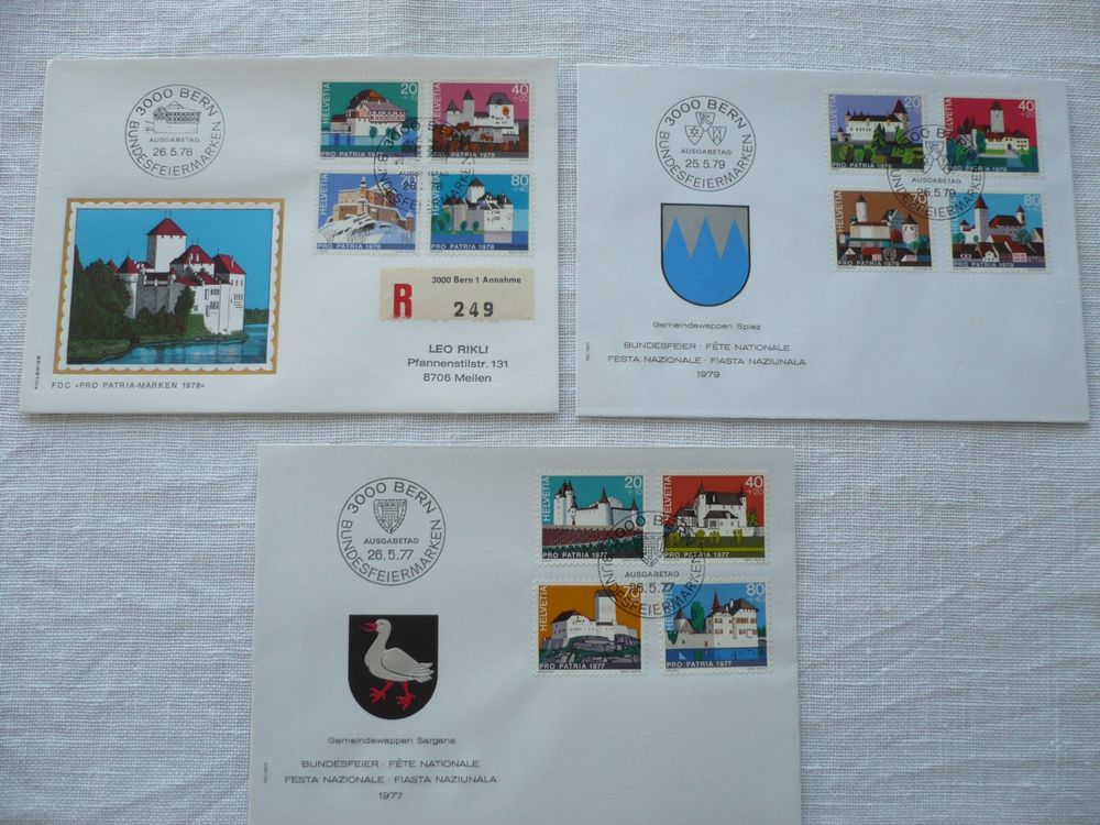 Pro Patria 1977 - 79 3 FDC SBK B174 - B185 (Gebraucht) in Zürich für ...