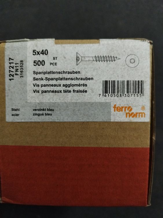 FERRO NORM Spannplattenschrauben 5x40mm 500stk (D068) (Neu (gemäss ...
