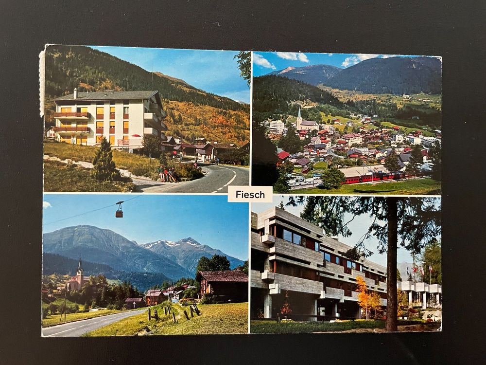 AK VS Fiesch, Dorfeingang, Eggishornbahn, Feriendorf (Gebraucht) in Thal für CHF 1 – mit ...