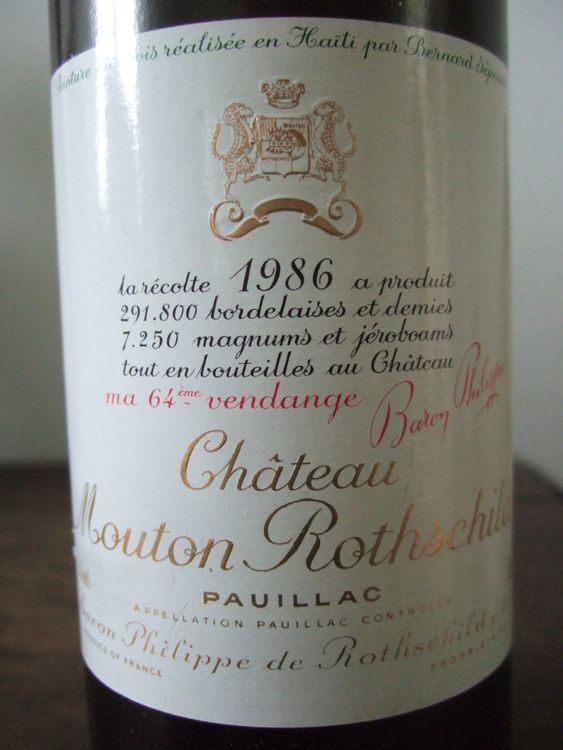 1 Fl. Chateau Mouton Rothschild 1986 ab Fr. 1.- (Neu (gemäss Beschreibung)) in Kriens für CHF ...