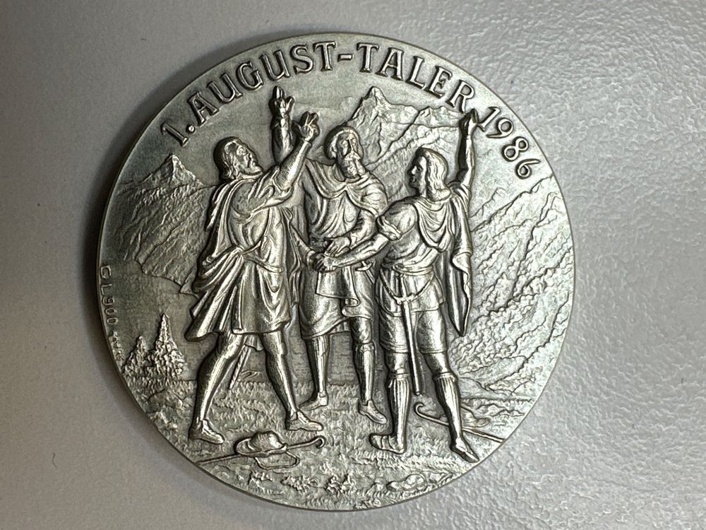 Schweizer Medaille Silber 900 19,3g 1.August-Taler 1986 (Neu (gemäss Beschreibung)) in Herisau ...