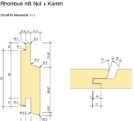 Lärchen Rhombus Nut&Kamm für Fassaden/Gartenhäuser usw. (Gebraucht) in ...