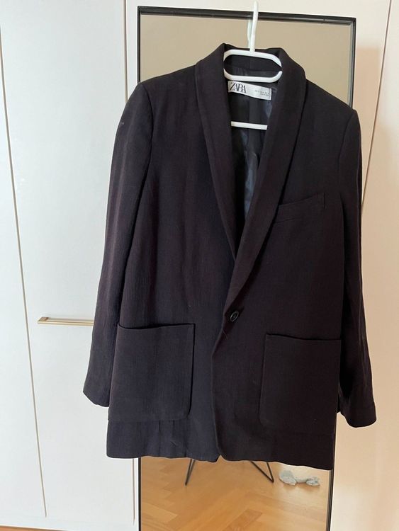 Blazer noir Zara en lin, un seul bouton - classique et chic (Gebraucht) in Lausanne für CHF 30 ...