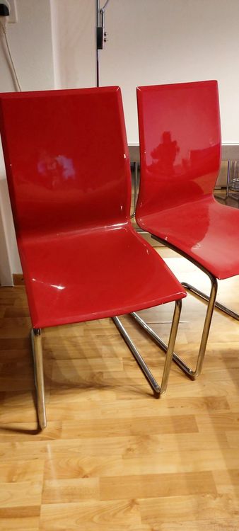 Freischwinger Stühle 6 Stück rot glanz gebraucht (Gebraucht) in für CHF ...