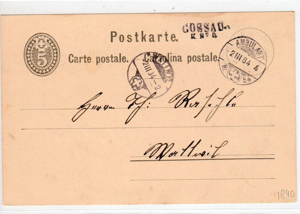 PK, Ambulant Gossau nach Wattwil 1884 (Gebraucht) in Wolhusen für CHF 8 – mit Lieferung auf ...