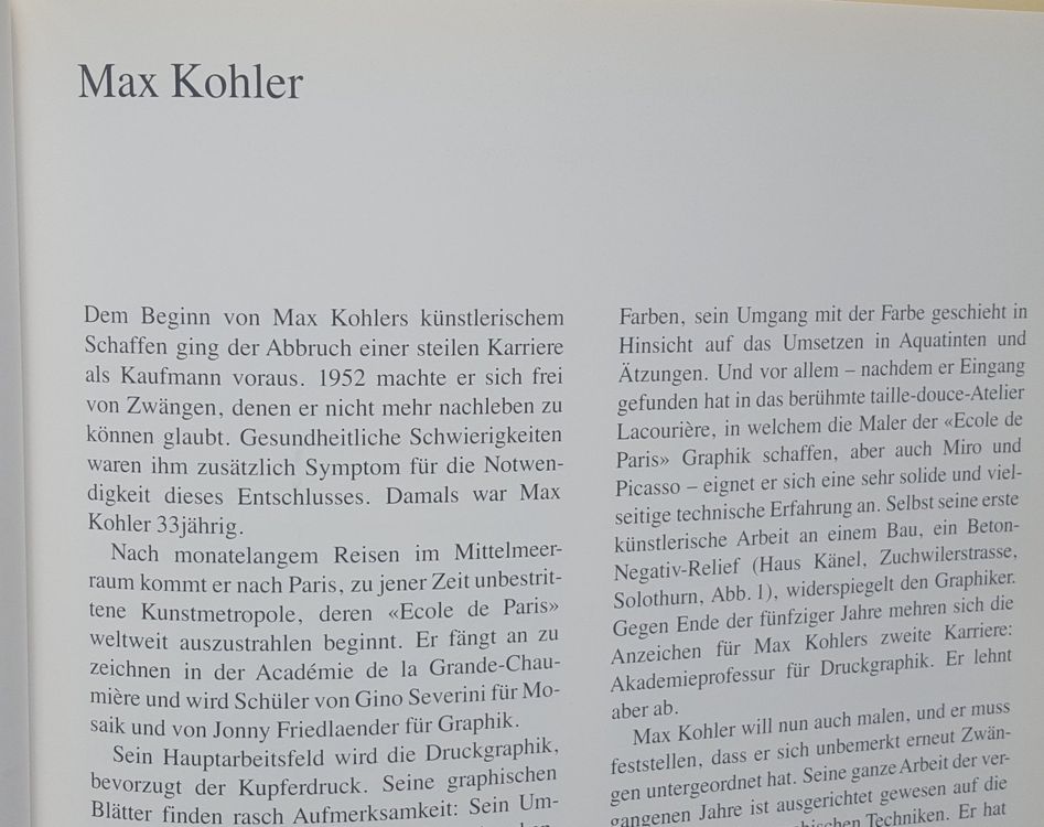 Solothurner Künstler: Max Kohler: zum 70. Geburtstag 1989 (Gebraucht) in Bern für CHF 19.9 – mit ...