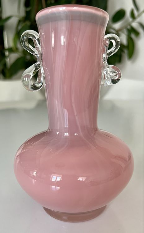 Rosa mundgeblasene Glas Vase J. Sluczan-Orkusz Tarnowiec 80 (Gebraucht ...