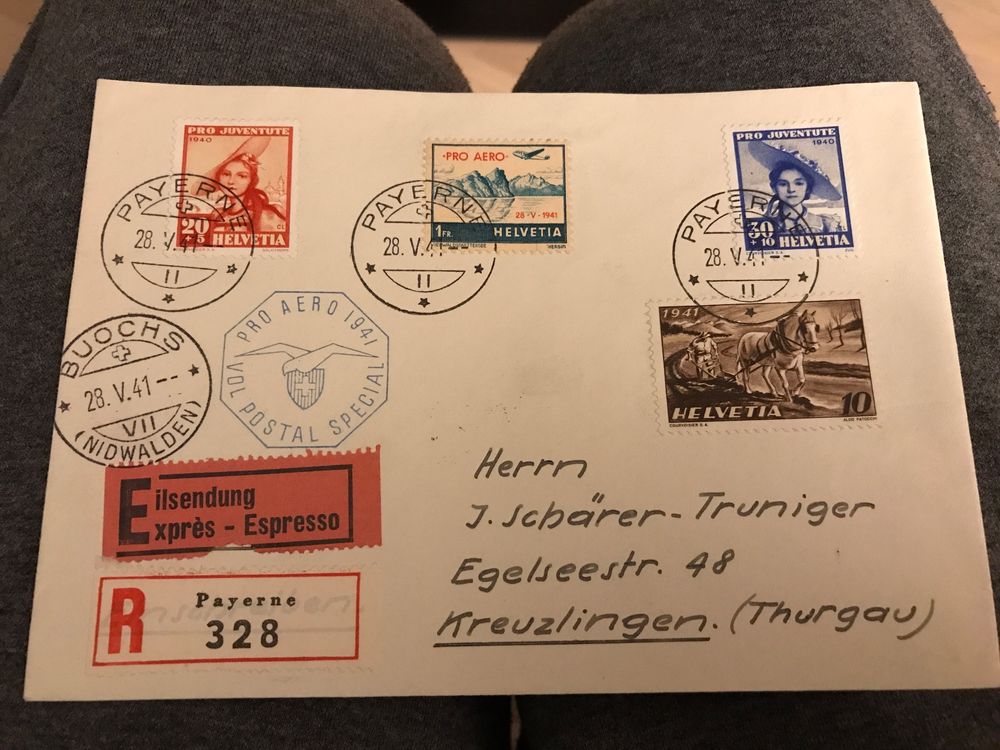 Schweizer Flugpost Karte 1941 Nr 328 (Gebraucht) in Flawil für CHF 1 – mit Lieferung auf Ricardo ...