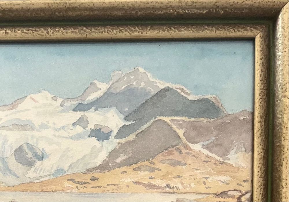 Berglandschaft Aquarell Monogrammiert: L. P. mit Rahmen (Gebraucht) in Gersau für CHF 19 – mit ...